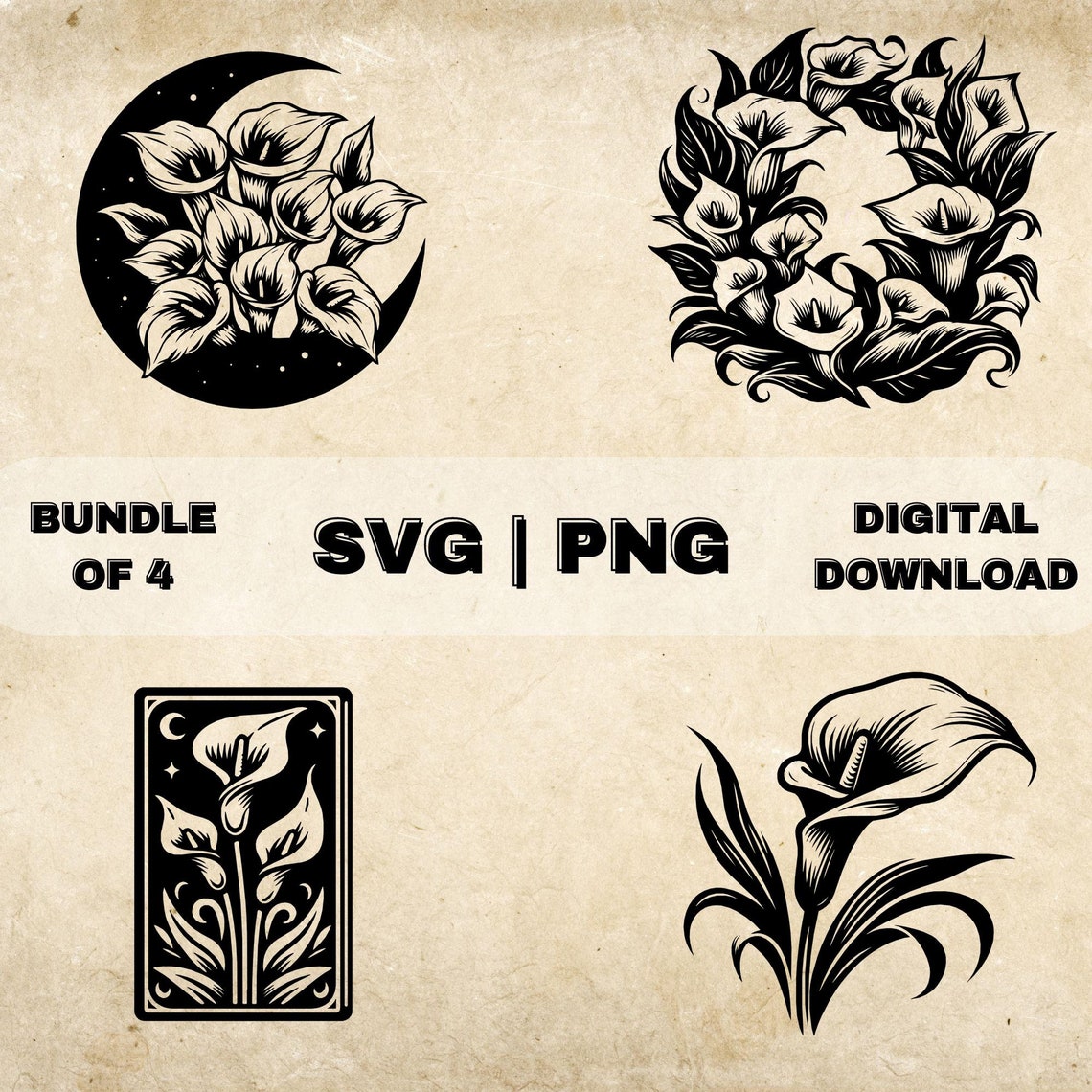 Calla Lily SVG Bundle, Calla Lilies Flowers Clipart, Hand Drawn Floral ...