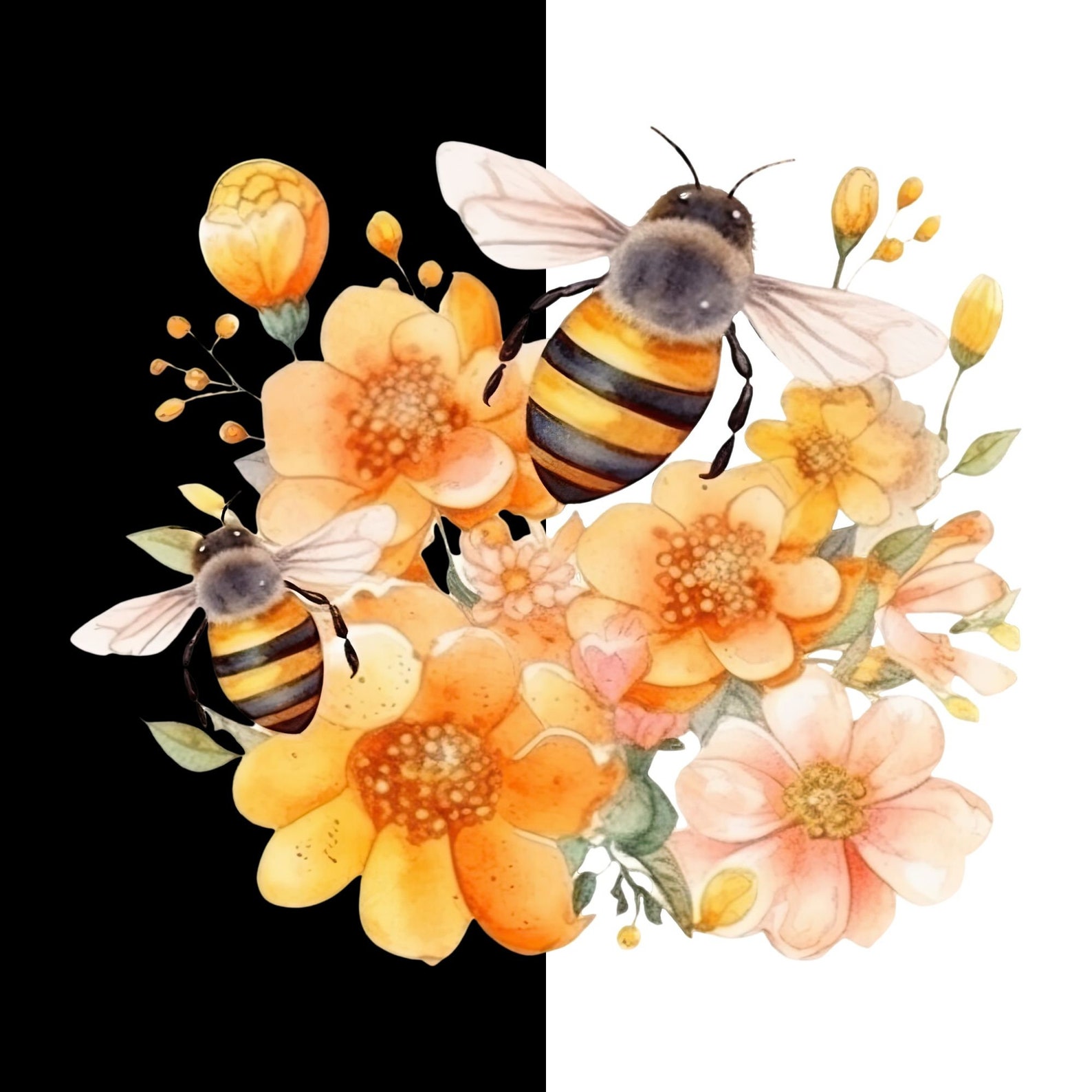 Cute Bee Clipart Watercolor Bees PNG Files Bee Clip Art - Etsy