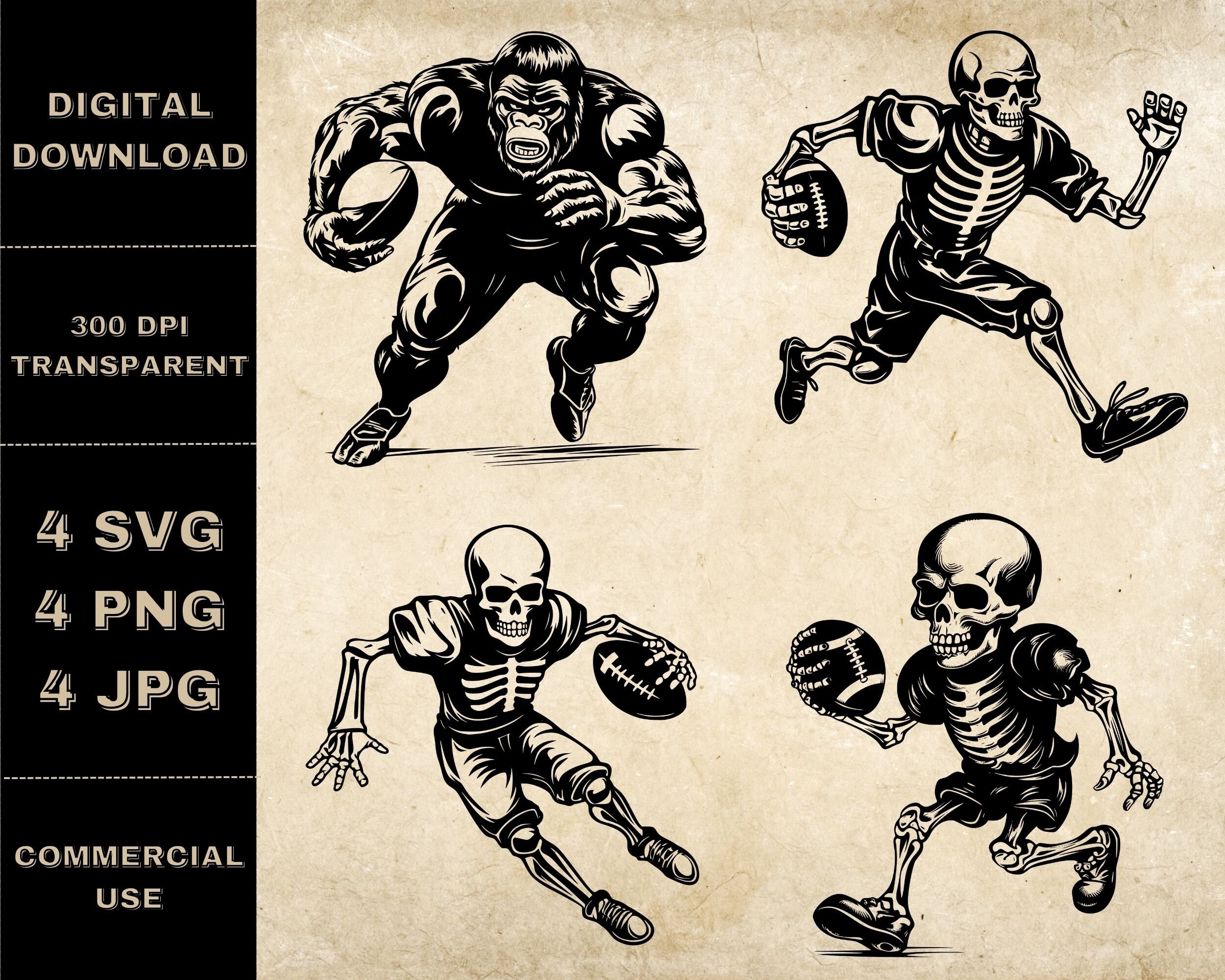 American Football SVG Bundle PNG Football Player Skeleton - Etsy