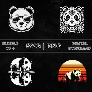 Cute Panda SVG Bundle, Panda Clipart, Hand Drawn Floral Panda Theme ...
