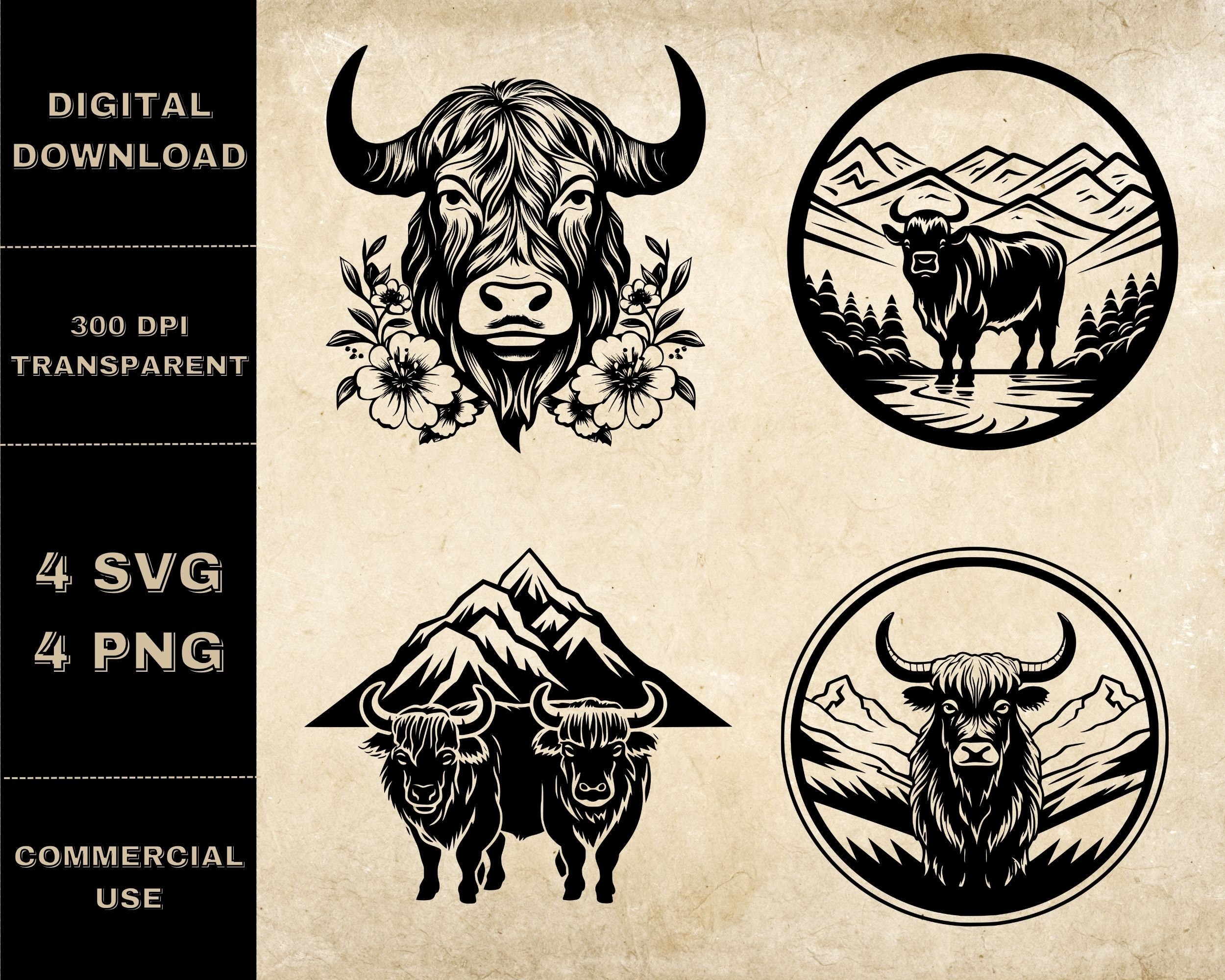Yak SVG Bundle PNG Yak Clipart Hand Drawn Yak Vector - Etsy
