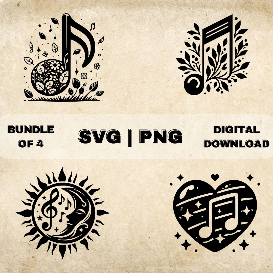 Music Note SVG Bundle, Music Notes Clipart, Hand Drawn Musical Theme ...
