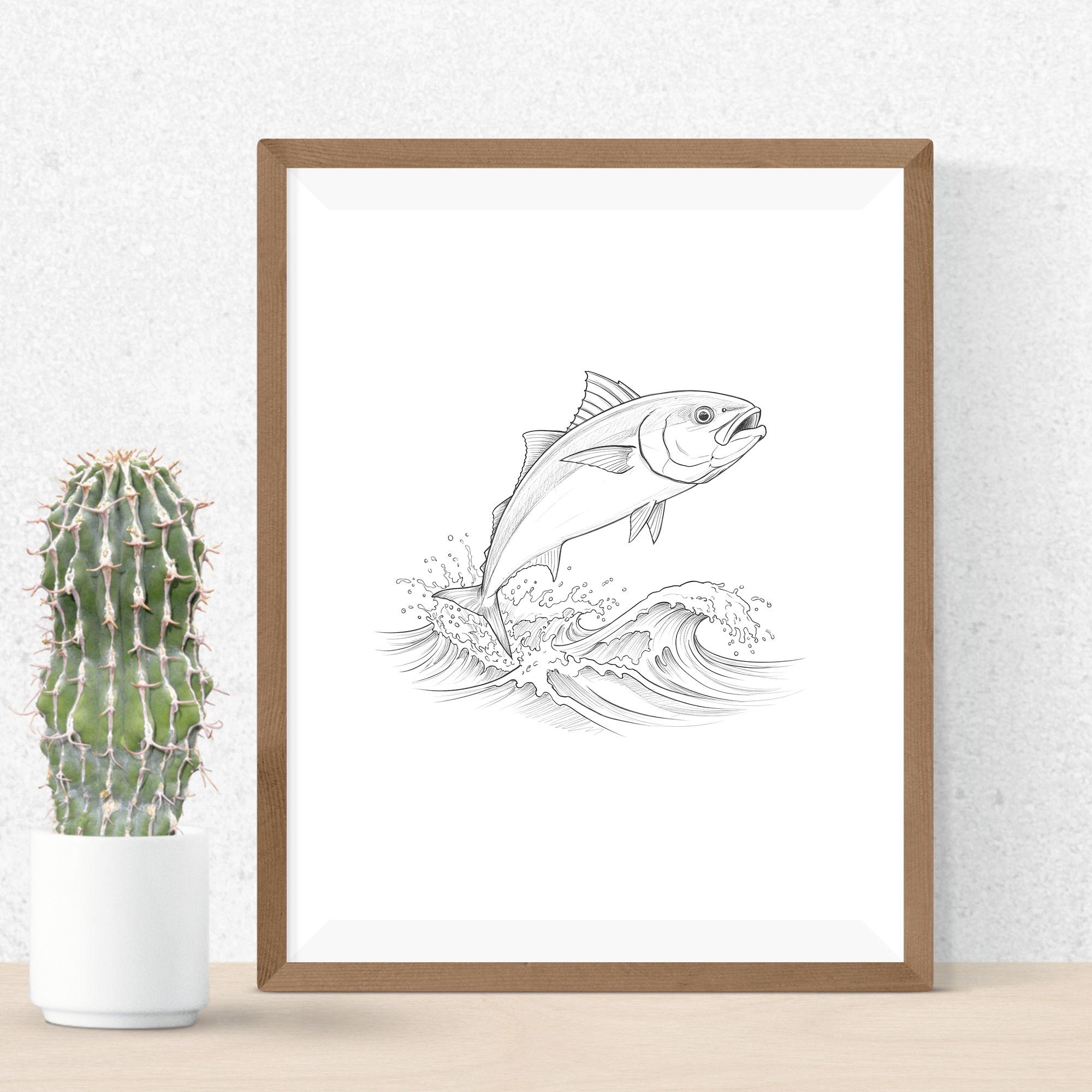Amberjack Fish PNG Sketch Art for T Shirt Design Digital Download - Etsy