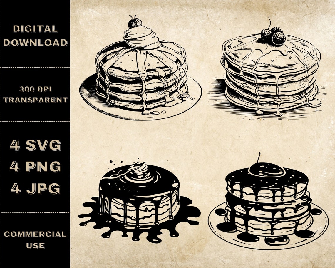 Pancake SVG Bundle PNG Pancake Clipart Hand Drawn Pancake - Etsy
