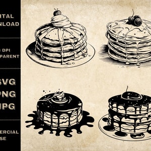 Pancake SVG Bundle, PNG, Pancake Clipart, Hand Drawn Pancake Vector ...
