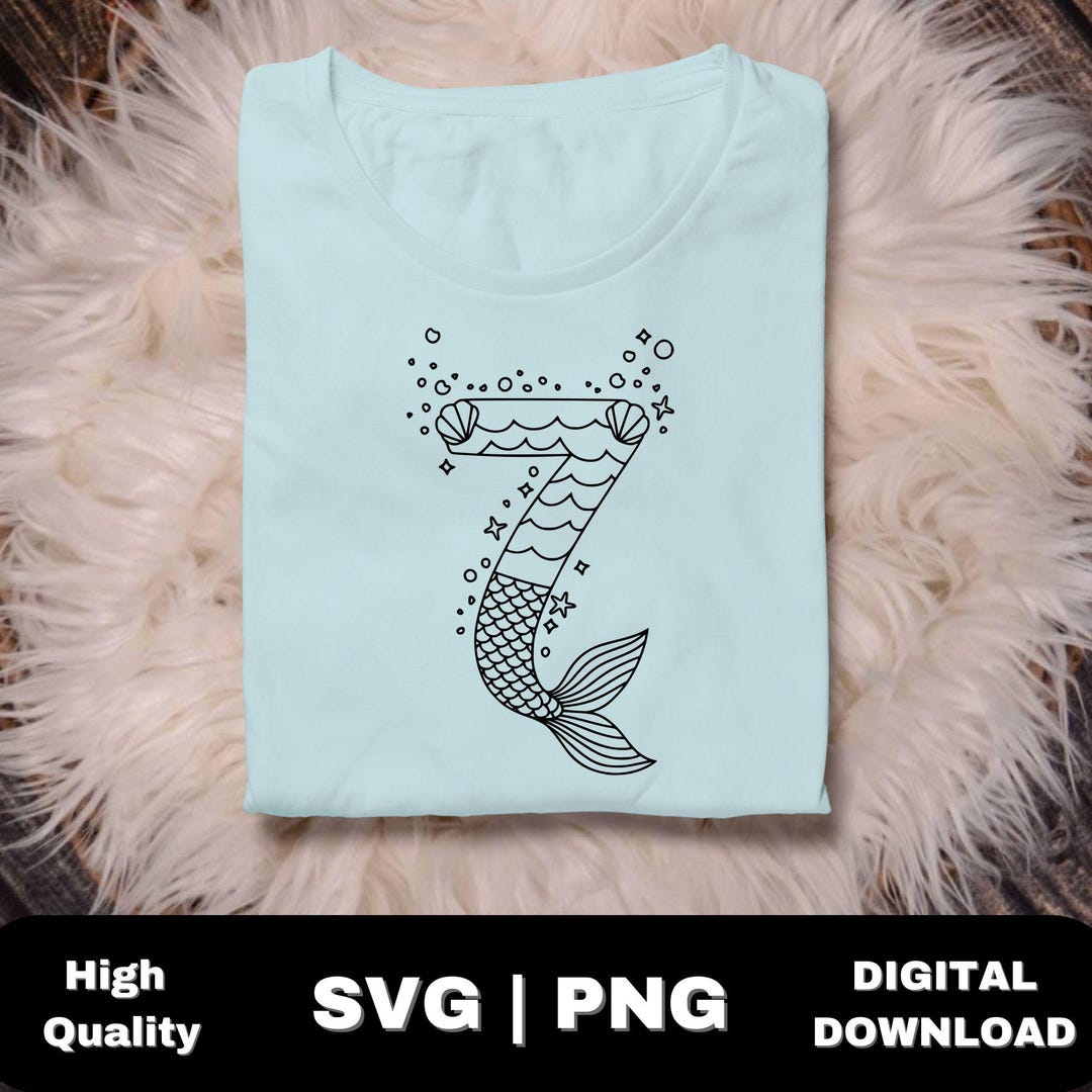 Mermaid 7th Birthday SVG PNG Files for Shirts & Crafts, Underwater ...