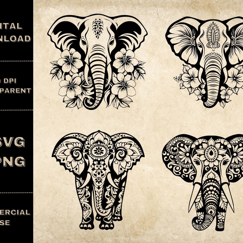 Elephant Mandala Svg - Etsy Canada