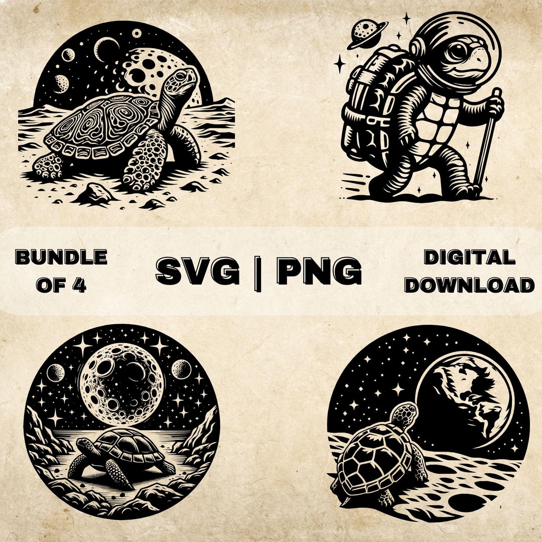 Celestial Turtle SVG Bundle, Fantasy Animal Clipart, Hand Drawn Turtles ...