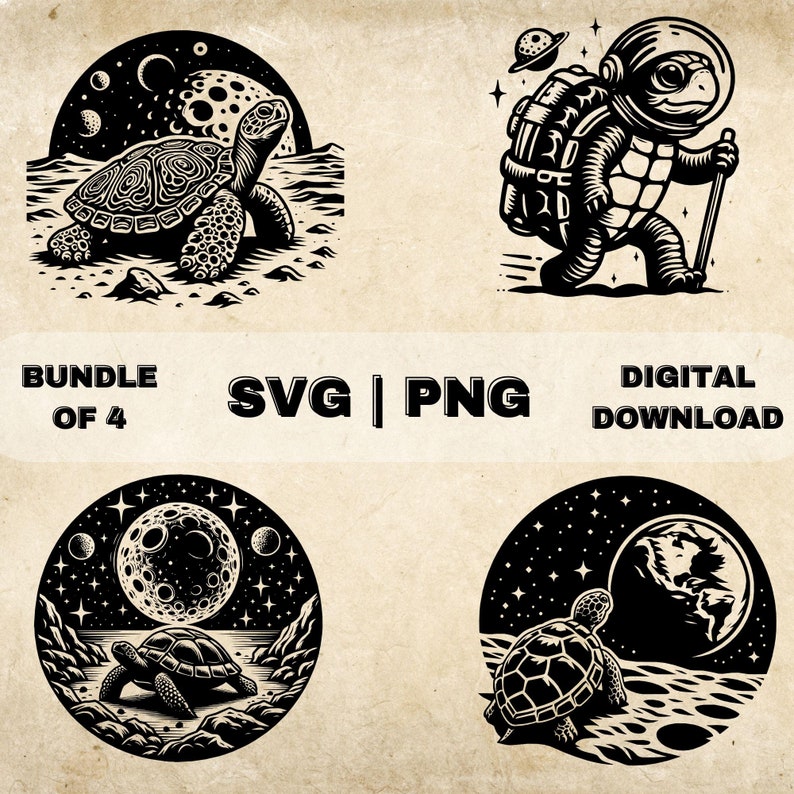 Celestial Turtle SVG Bundle, Fantasy Animal Clipart, Hand Drawn Turtles Themed Vector ...