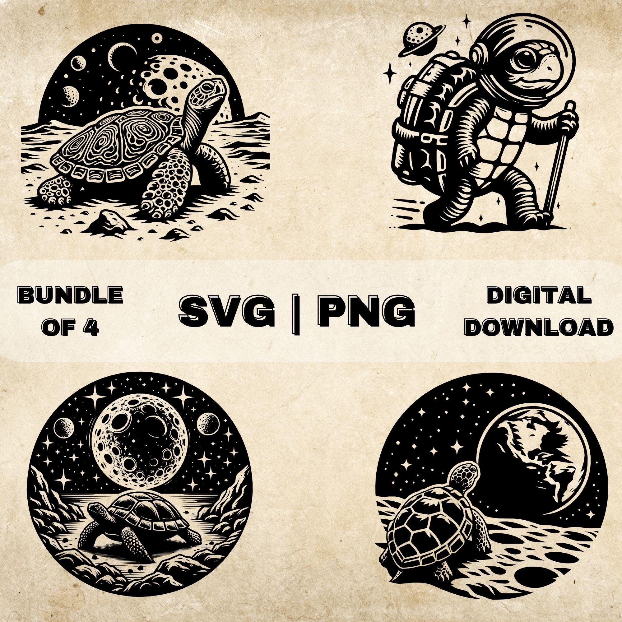 Celestial Turtle SVG Bundle, Fantasy Animal Clipart, Hand Drawn Turtles ...