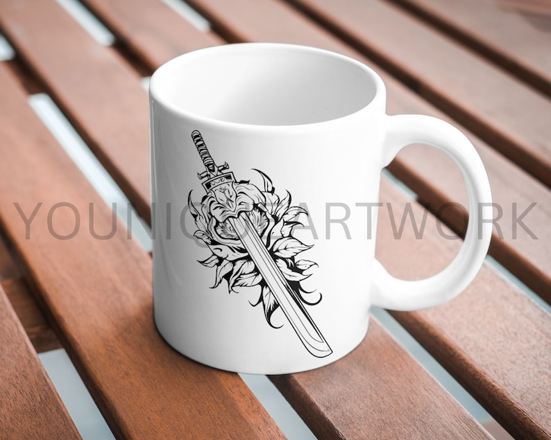 Floral Sword SVG Bundle, PNG, Sword Flower Clipart, Hand Drawn Swords ...