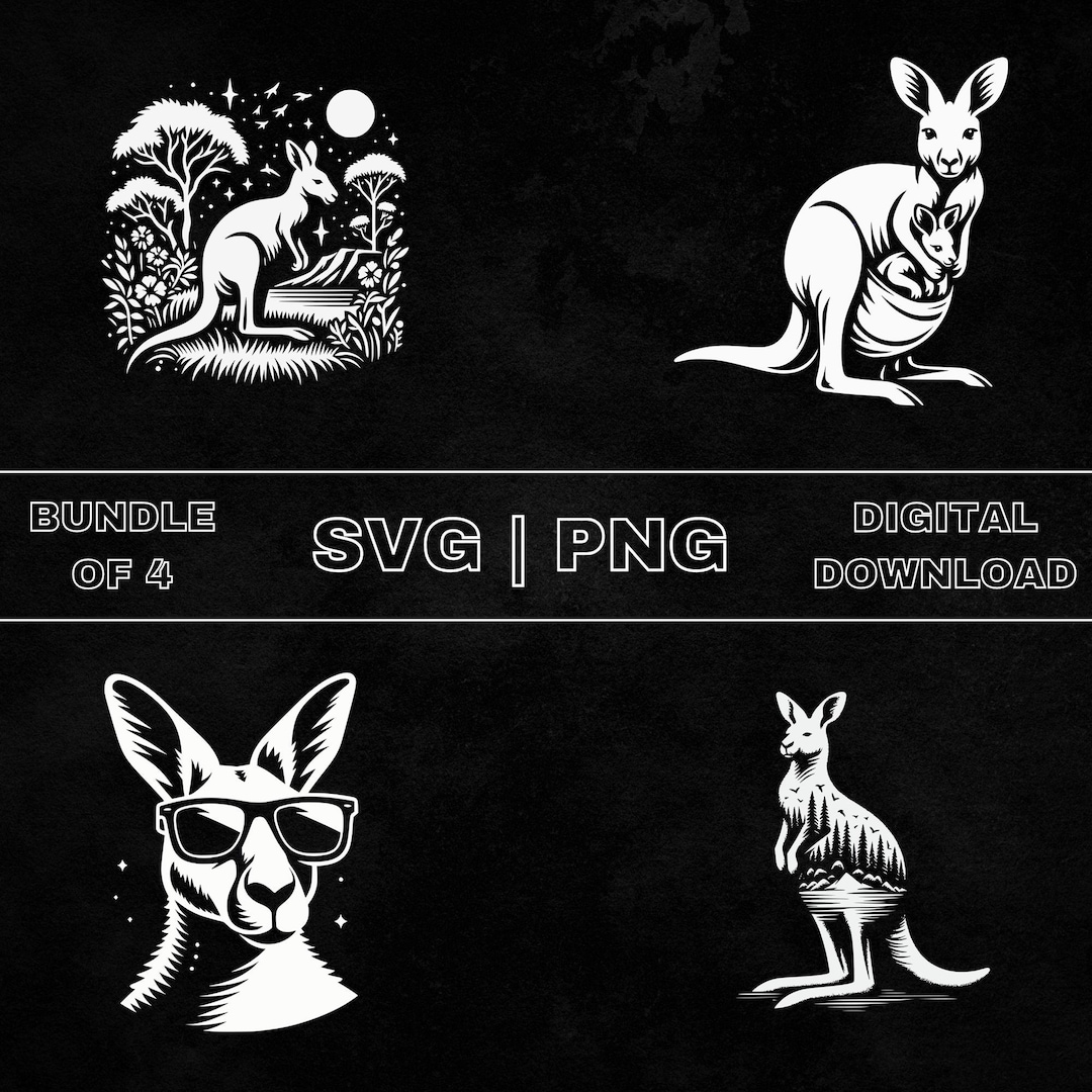 Kangaroo SVG Bundle, Kangaroo Clipart, Hand Drawn Australian Animal ...
