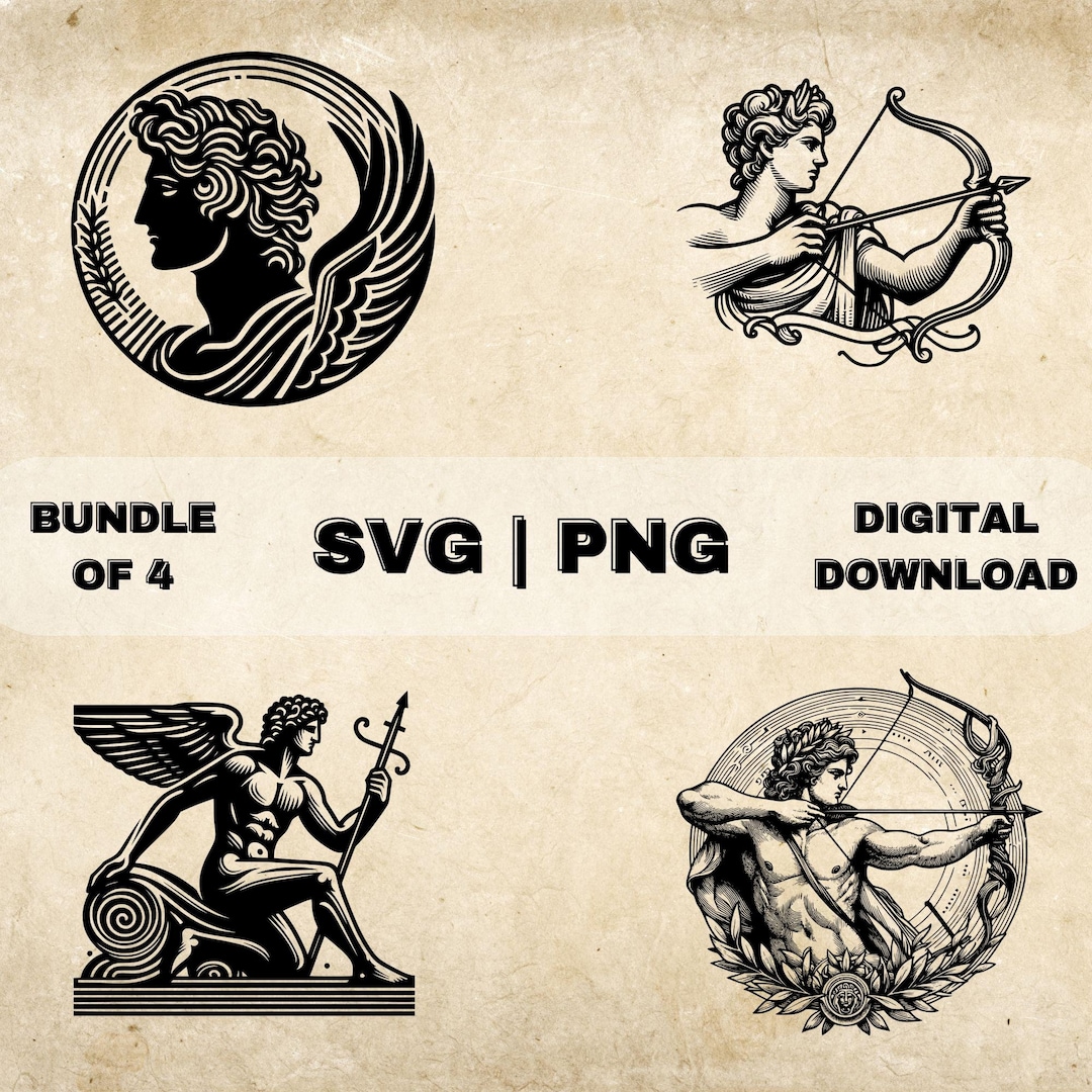 Apollo SVG Bundle, Greek God Clipart, Hand Drawn Ancient Greek ...