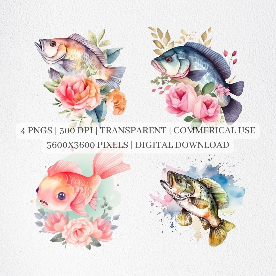 Bass Fish Clipart Watercolor Fish PNG Files Fishing Clip - Etsy