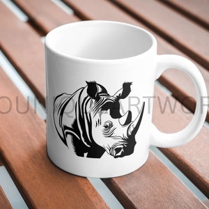 Rhinoceros SVG Bundle, PNG, Rhino Clipart, Hand Drawn Rhinoceros Vector ...