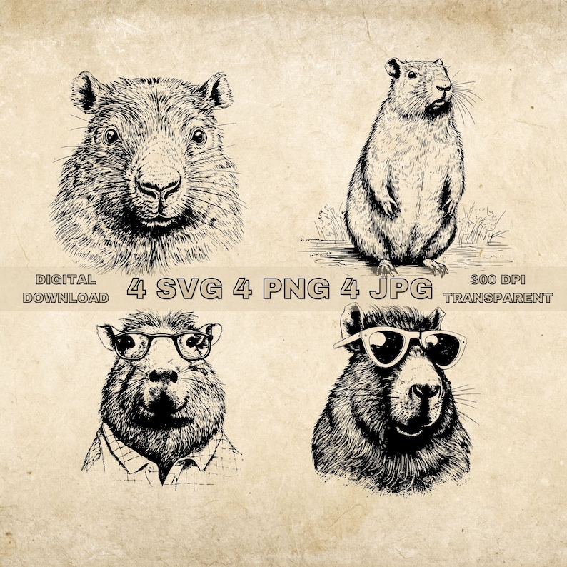Capybara SVG Bundle PNG Capybara Clipart Hand Drawn - Etsy