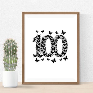 Number 100 SVG Bundle, 100th Birthday Clipart, Hand Drawn Hundred ...