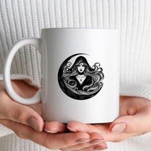 Lilith SVG Bundle, Wiccan Clipart, Hand Drawn Crescent Moon Witchy Theme Vector Illustration ...