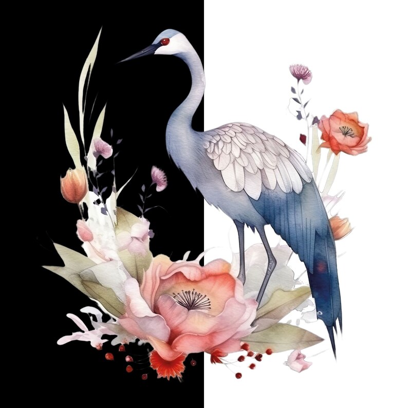 Cute Crane Clipart Watercolor Crane PNG Files Flightless - Etsy