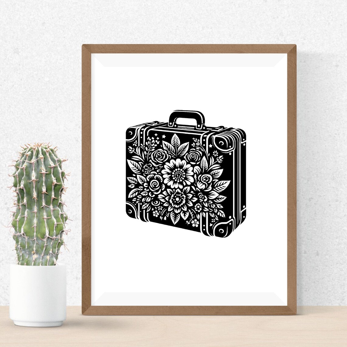 Suitcase SVG Bundle, Luggage Clipart, Hand Drawn Floral Travel Theme ...