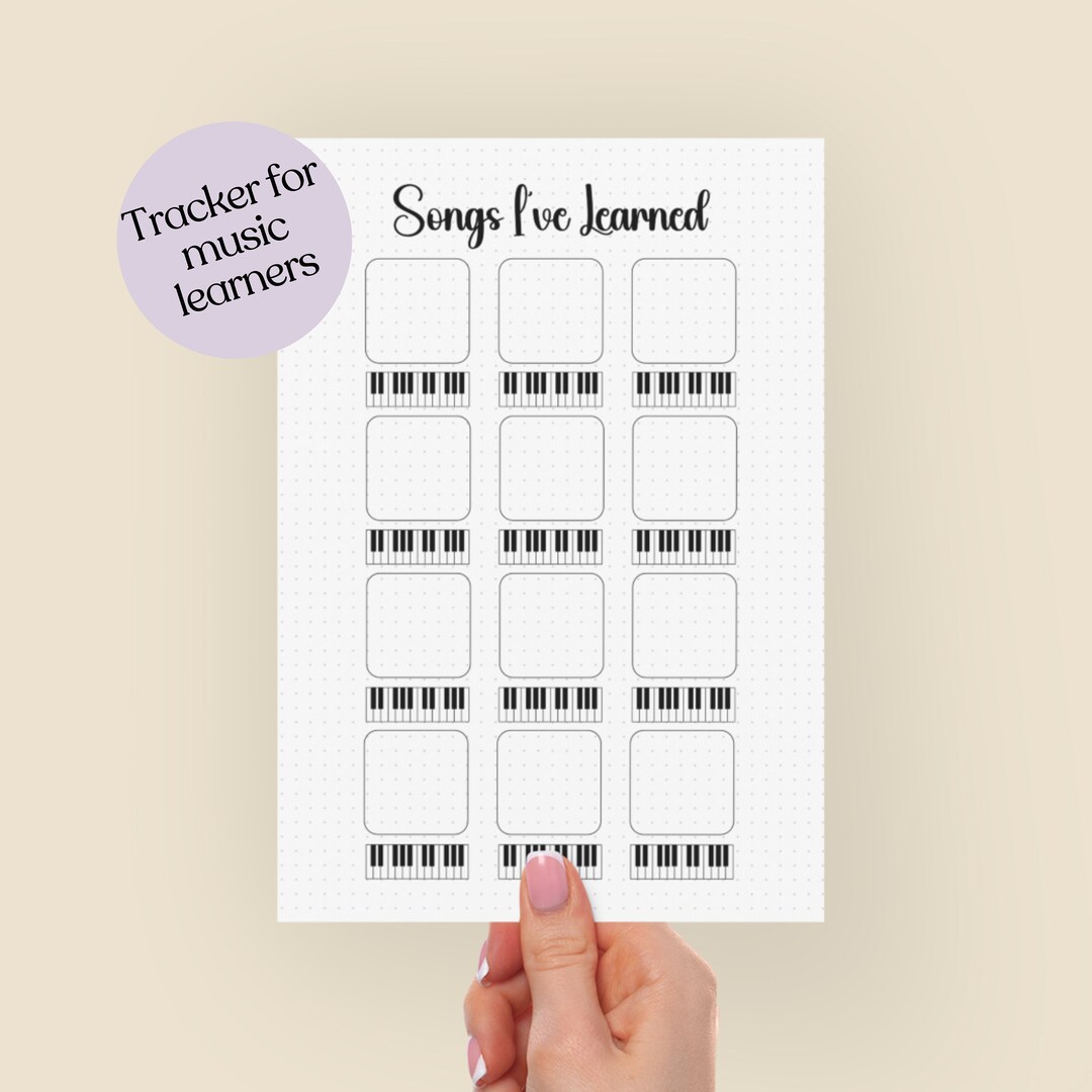 Song Tracker for Journal, Printable Journal Tracker A5, Piano Piece ...