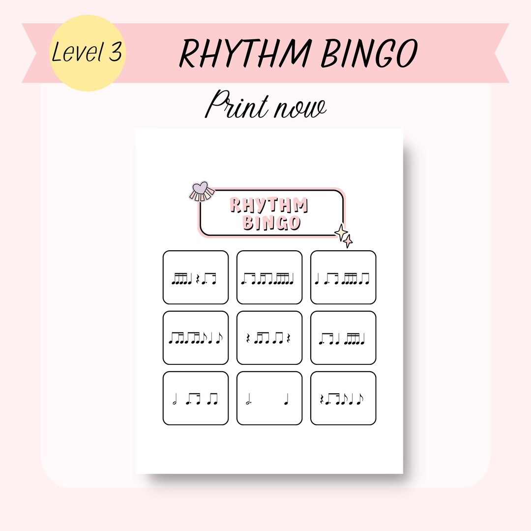 Rhythm Bingo Level 3 | Music Beats | Rhythm Card | Classroom Games ...