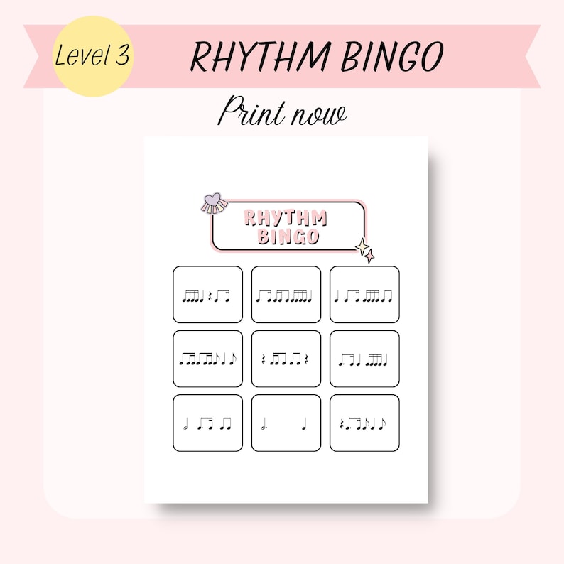 Rhythm Bingo Level 3 | Music Beats | Rhythm Card | Classroom Games ...