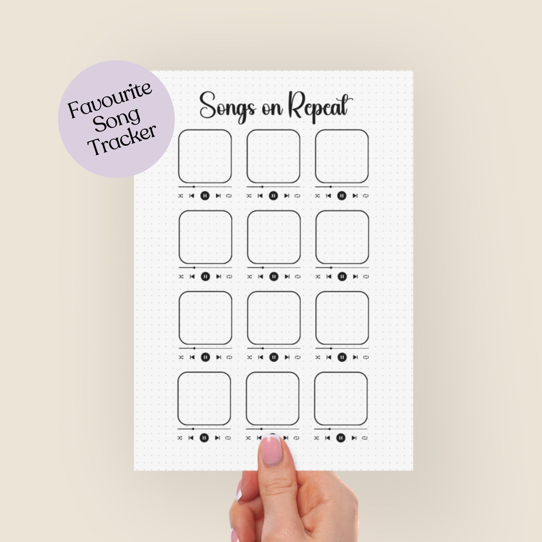 Song Tracker for Journal, Printable Journal Tracker A5, Music Tracker ...