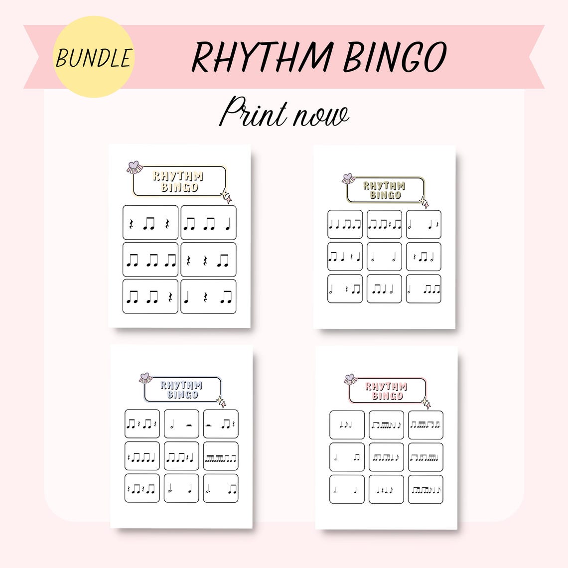 Rhythm Bingo BUNDLE | Music Beats | Rhythm Card | Classroom Games ...