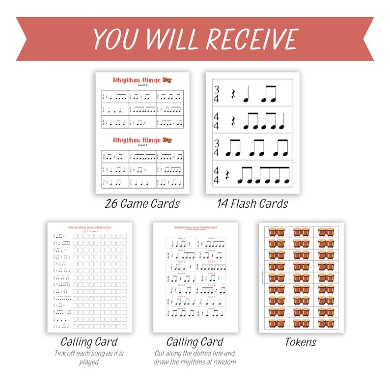 Rhythm Bingo and Flash Card Bundle - Level 3 - Etsy