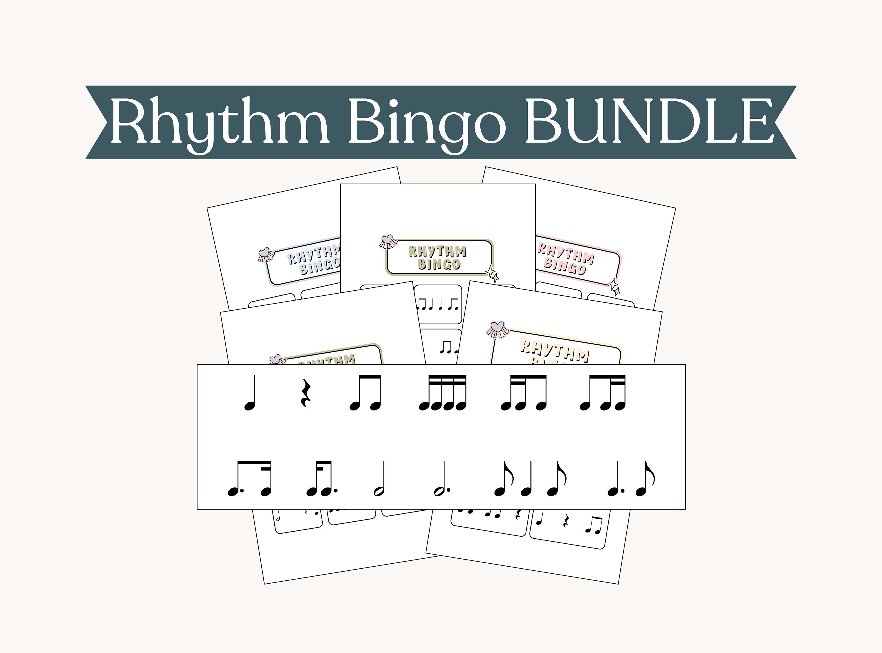 Rhythm Bingo BUNDLE Music Beats Rhythm Card Classroom Games Music ...