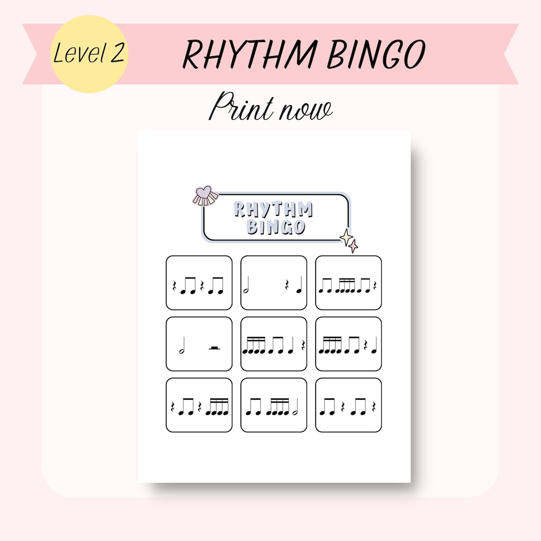 Rhythm Bingo Level 2 | Rhythm Card | Classroom Games | Music Teacher ...