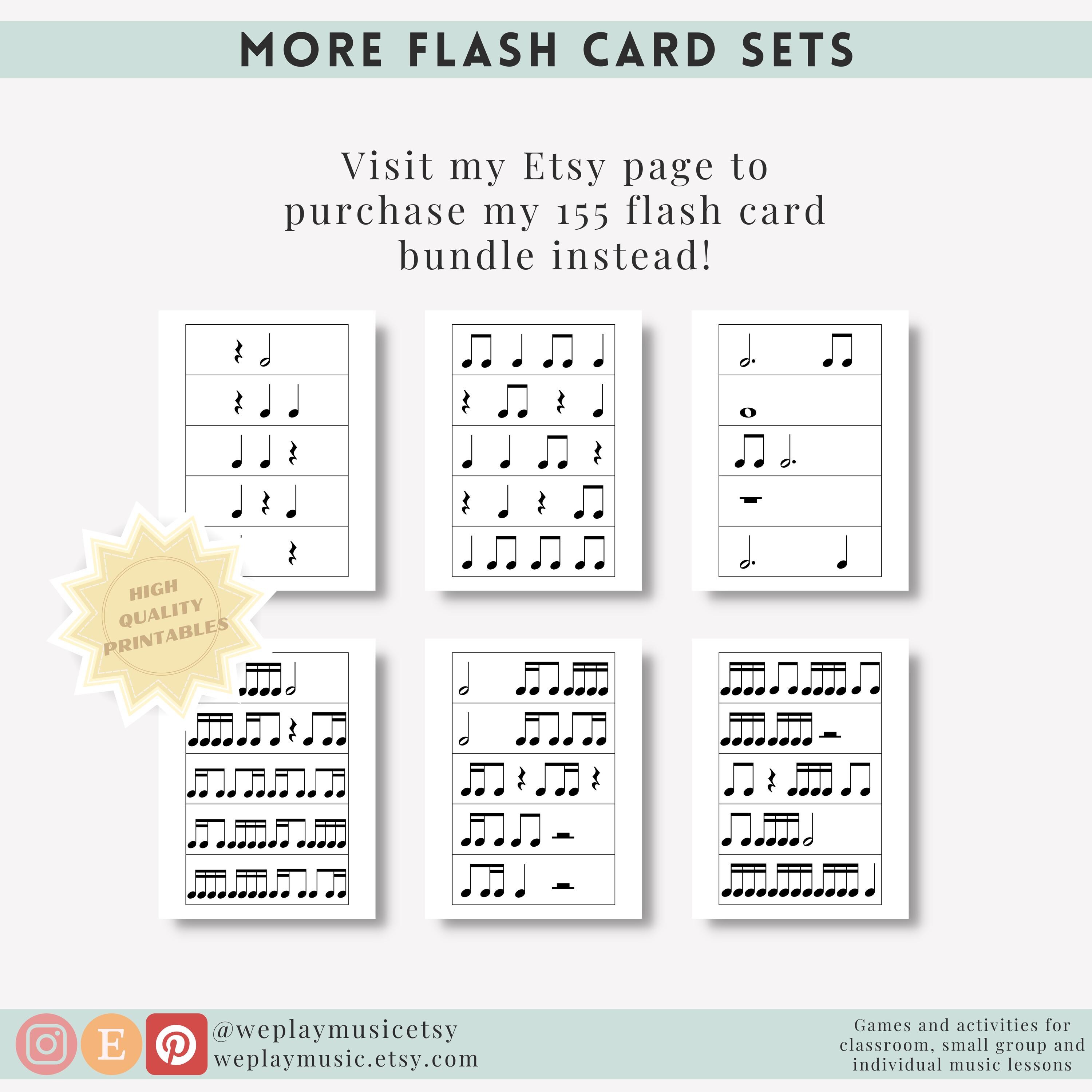 25 Rhythm Flash Cards SET 1, Beginner Music, Music Teaching Resources ...