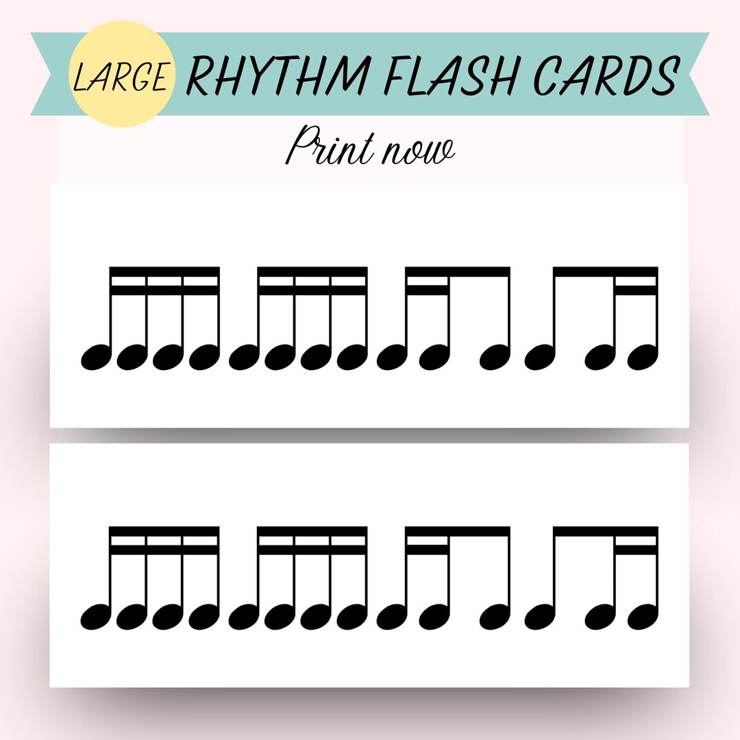 LARGE Rhythm Flash Cards (set 5), Counting Beats, Music Lessons - Etsy