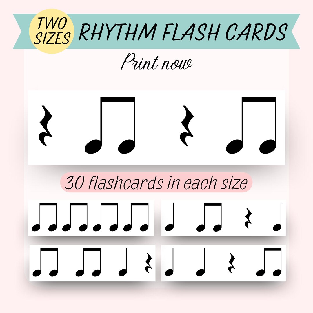 LARGE AND SMALL (set 2) Rhythm Flash Cards - Quarter Note, Quarter Rest ...