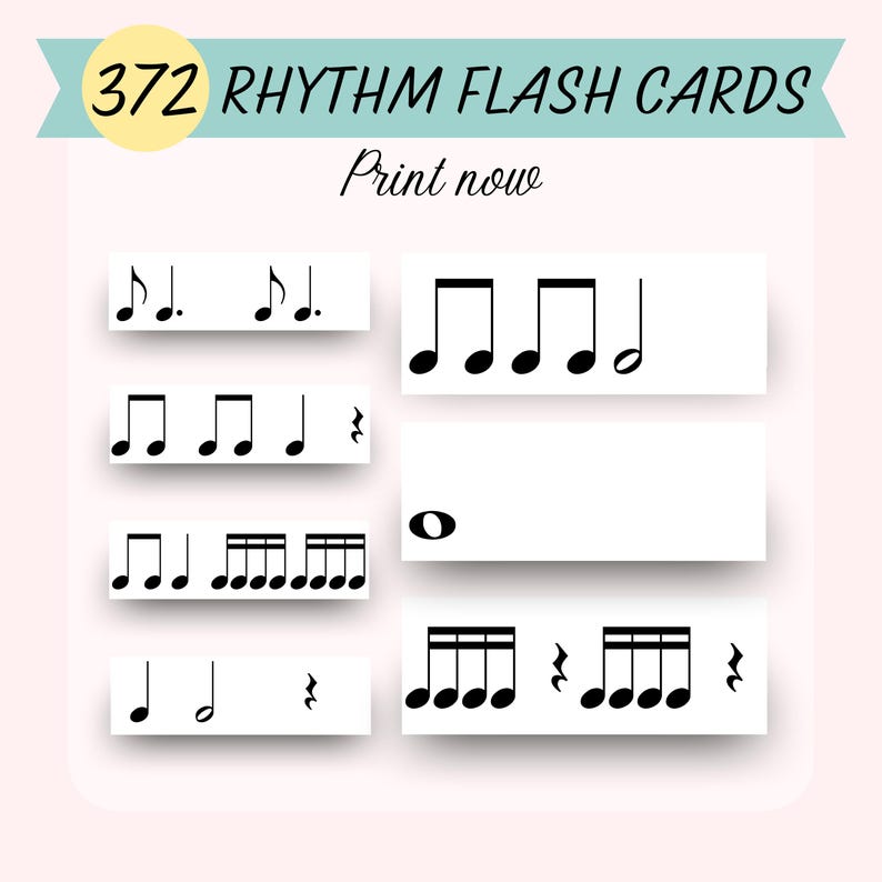 372 Rhythm Flash Cards, Large Flashcards for Individual, Small Group or ...