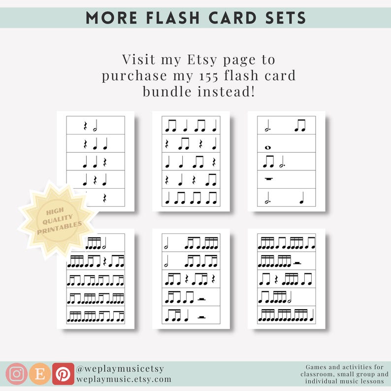 60 Rhythm Flash Cards SET 4, Music Rhythms, Rhythm Cards, Theory Cheat ...