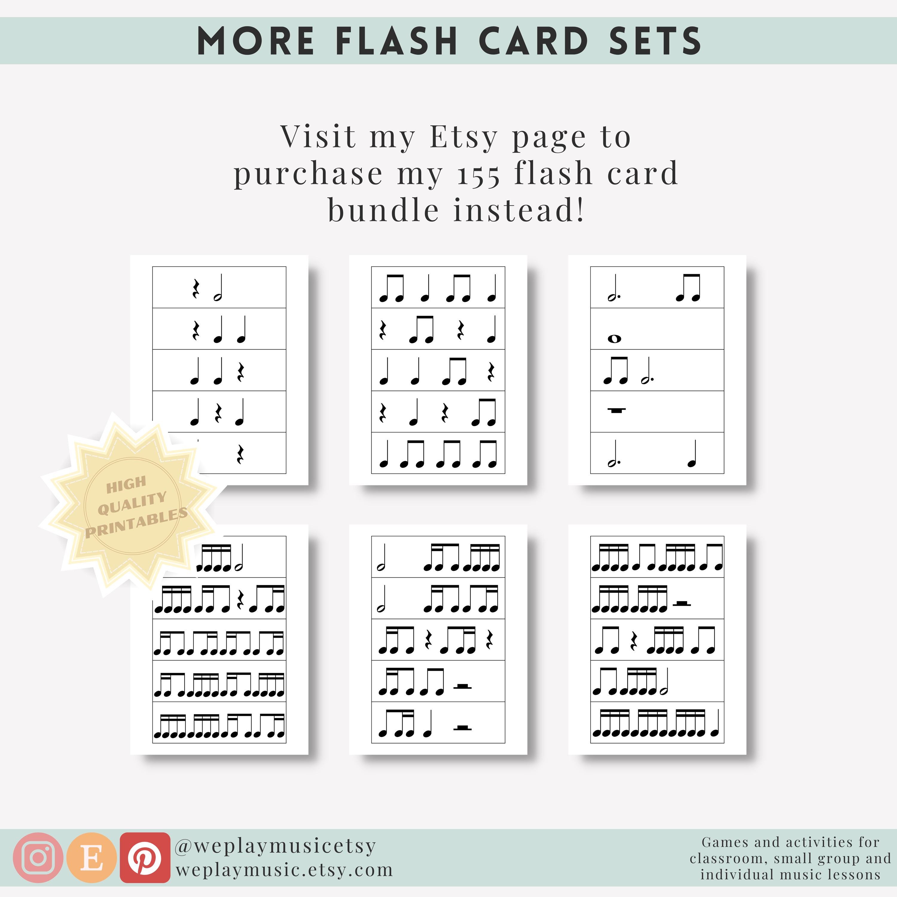 60 Rhythm Flash Cards SET 4, Music Rhythms, Rhythm Cards, Theory Cheat ...