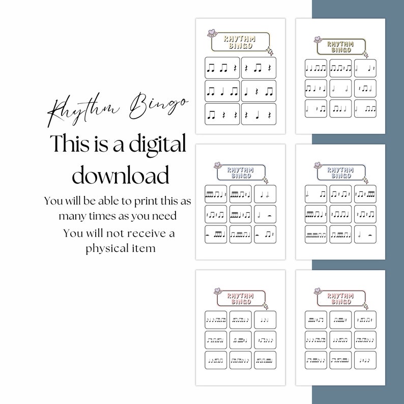 Rhythm Bingo BUNDLE Music Beats Rhythm Card Classroom Games Music ...