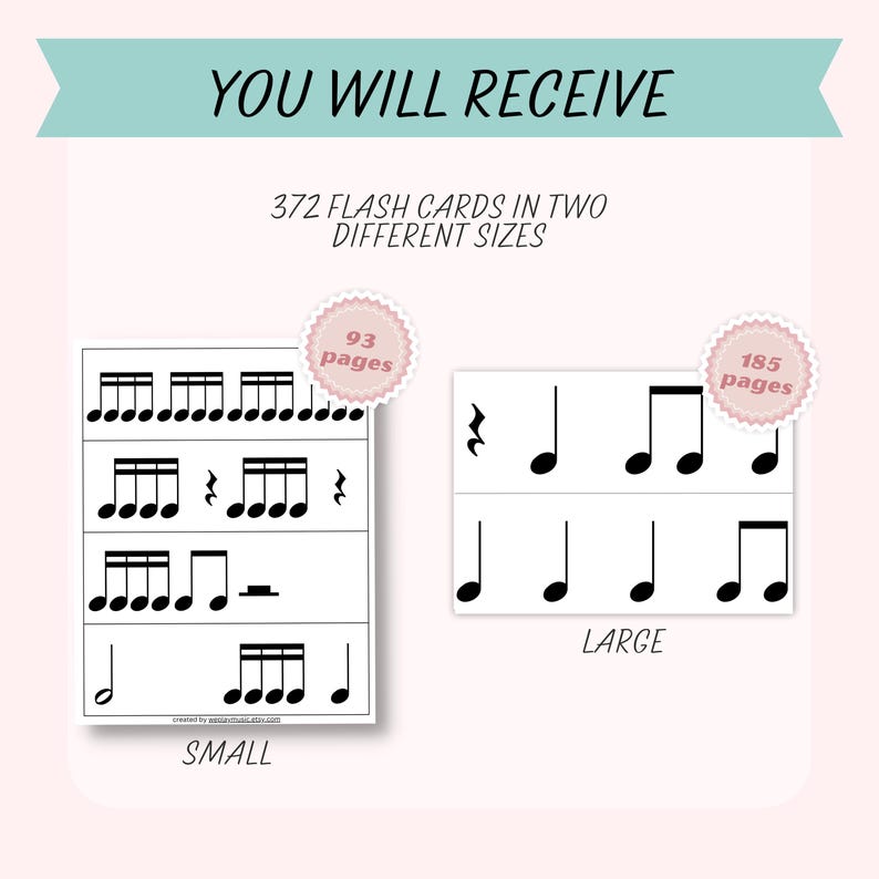 372 Rhythm Flash Cards, Large Flashcards for Individual, Small Group or ...