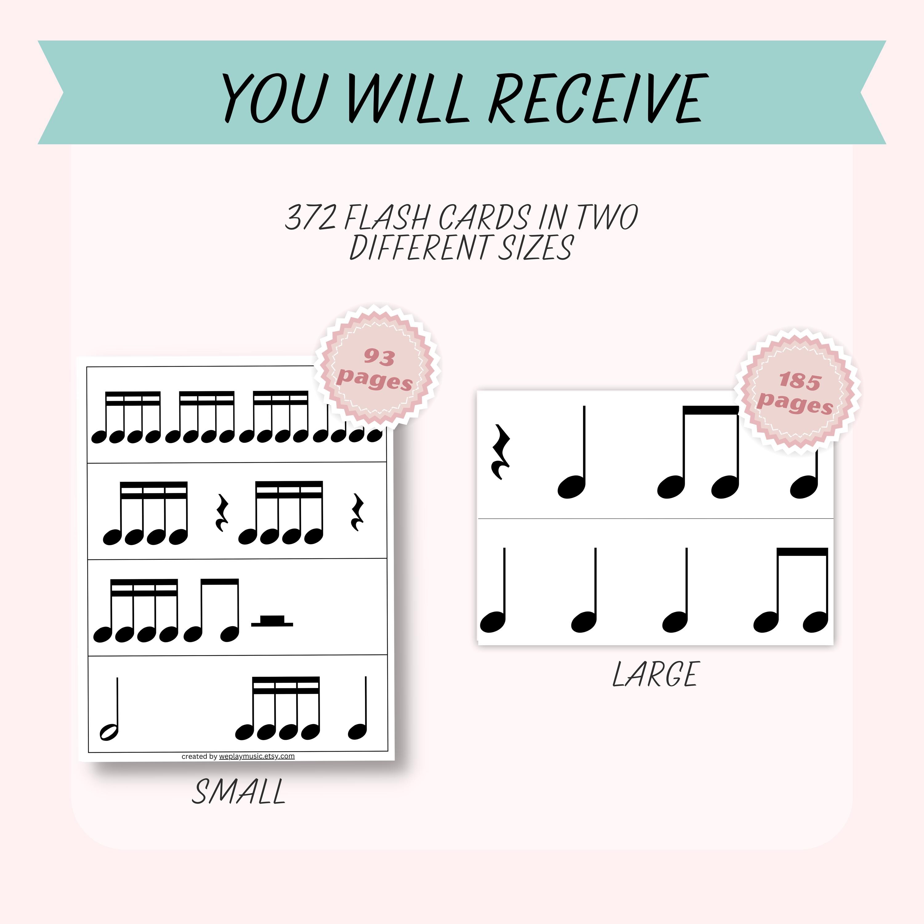 372 Rhythm Flash Cards, Large Flashcards for Individual, Small Group or ...