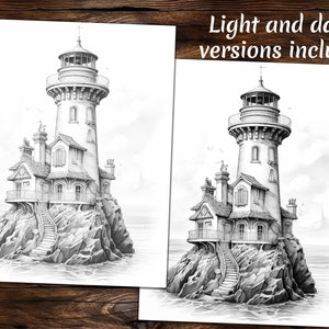 Lighthouses Coloring Page Book, Fantasy Coloring Book, Adult Coloring ...