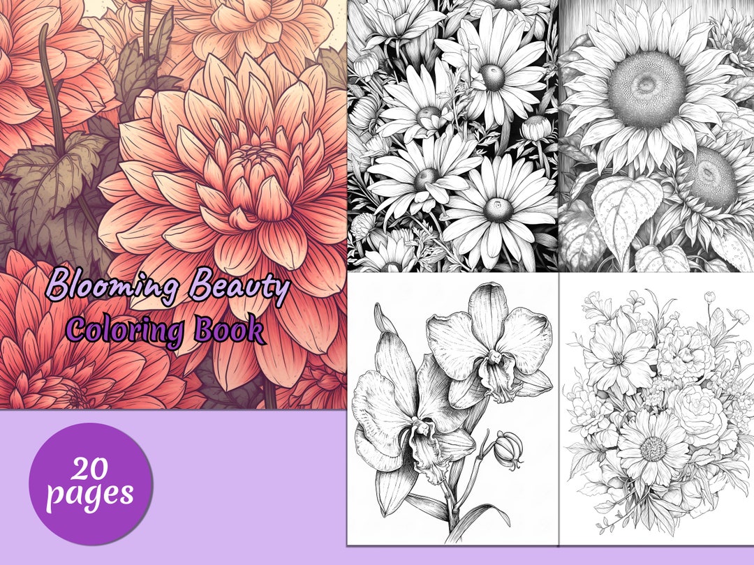 Beautiful Flower Coloring Page Book, Fantasy Coloring Book, Adult ...