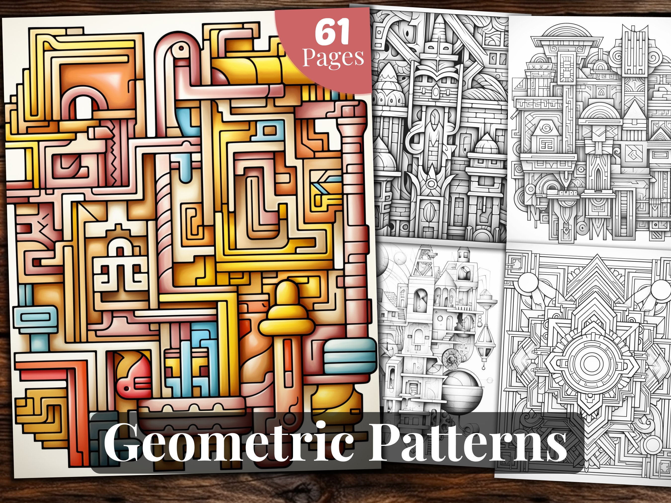 Geometric Patterns Coloring Book 61 Coloring Pages for - Etsy