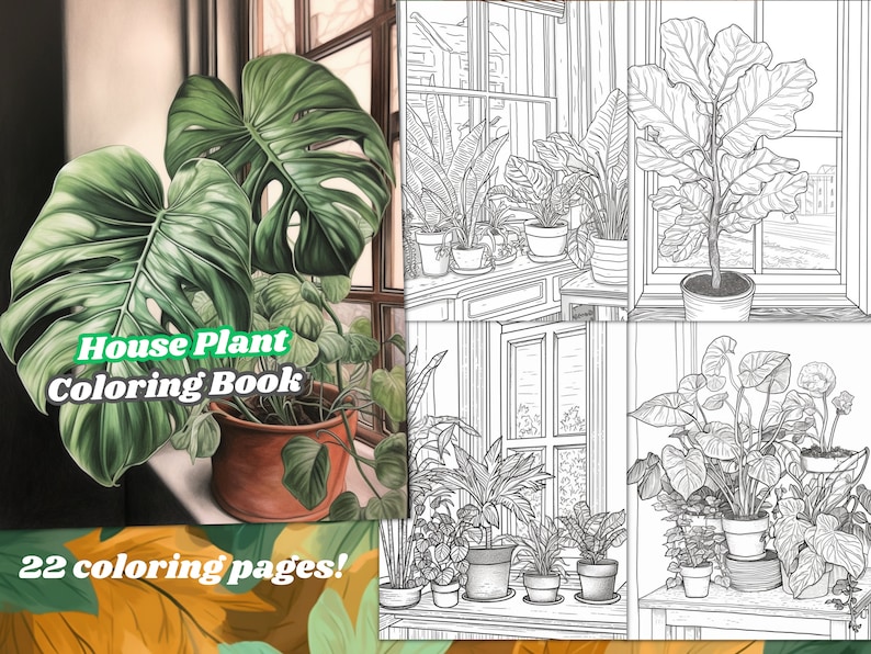 House Plant Coloring Page Book Adults & Kids Instant - Etsy