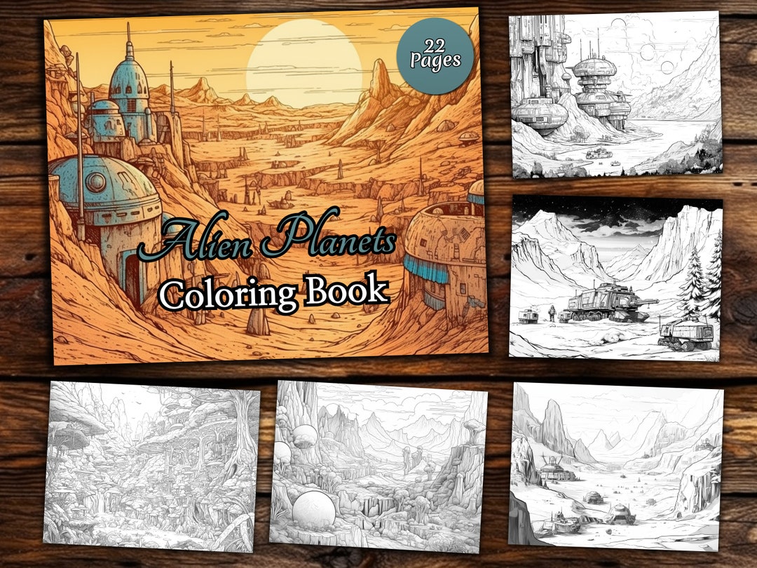 Alien Planet Coloring Book, 22 Pages, for Adults and for Kids Coloring ...