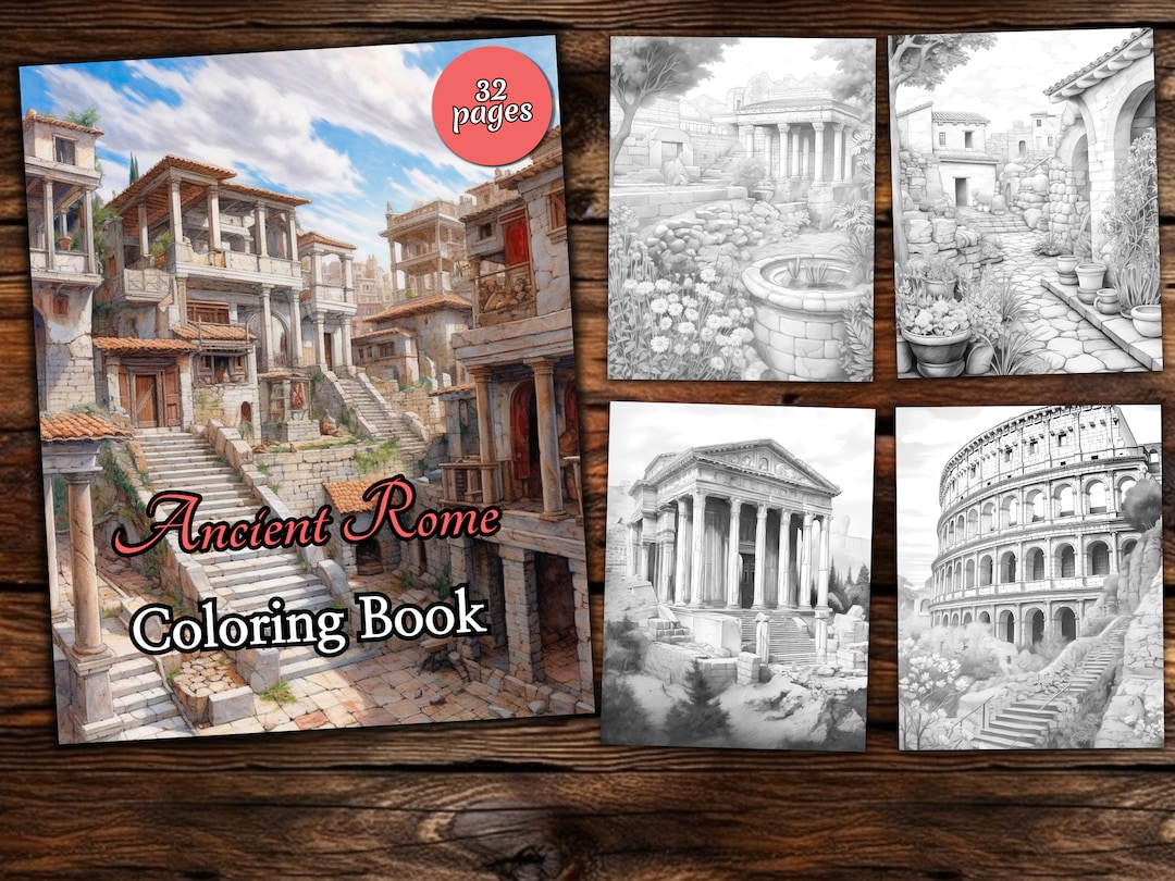 Ancient Rome Coloring Page Book, Fantasy Coloring Book, Adult Coloring ...