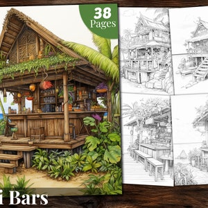 Tiki Bar Coloring Book, 38 Coloring Pages, for Adults and for Kids ...