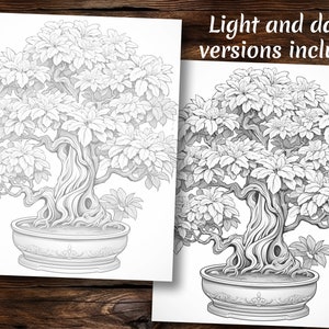 Bonsai Tree Coloring Book, 44 Coloring Pages, for Adults and for Kids ...