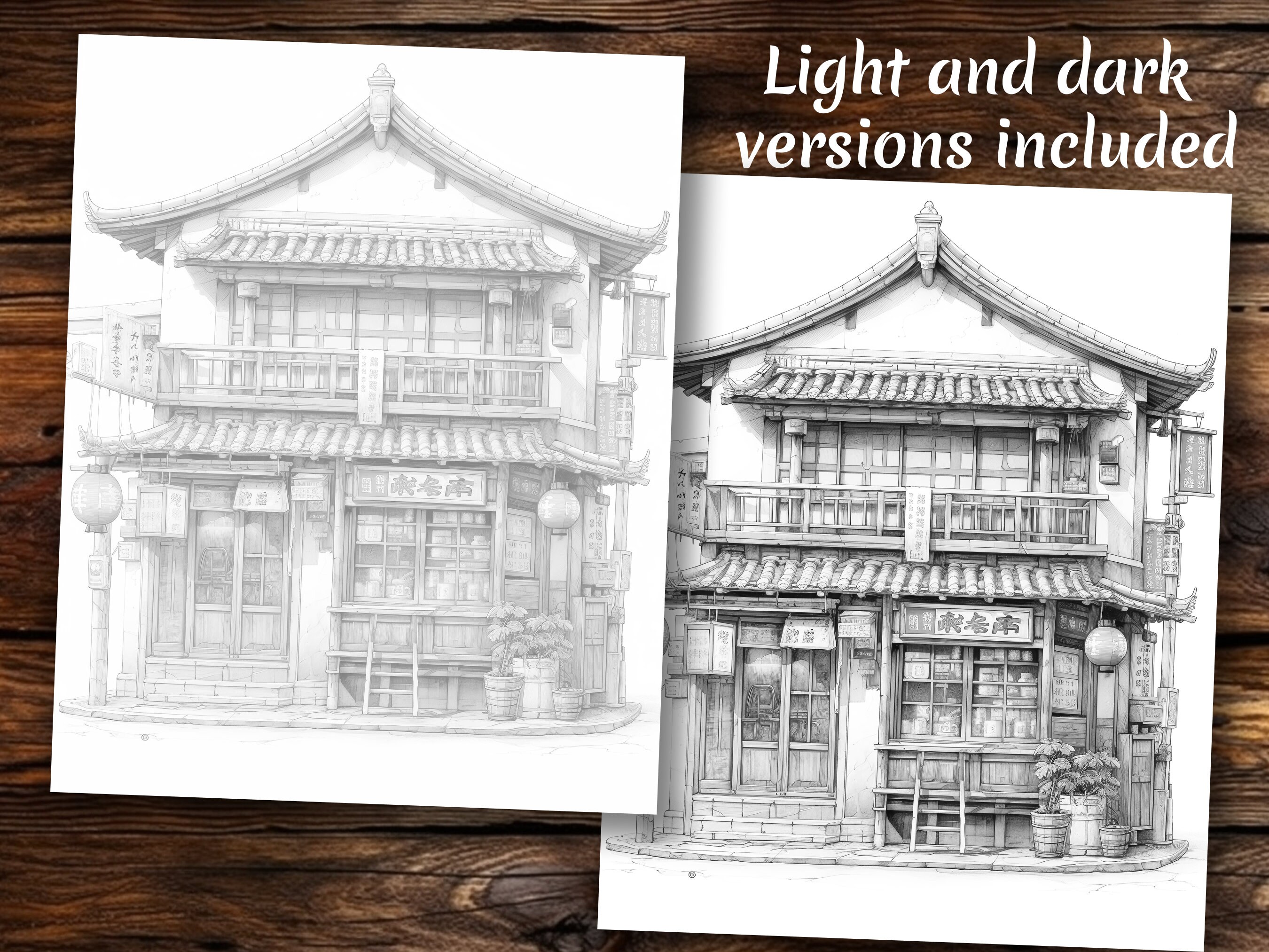 Asian Houses Coloring Book 36 Coloring Pages for Adults and - Etsy